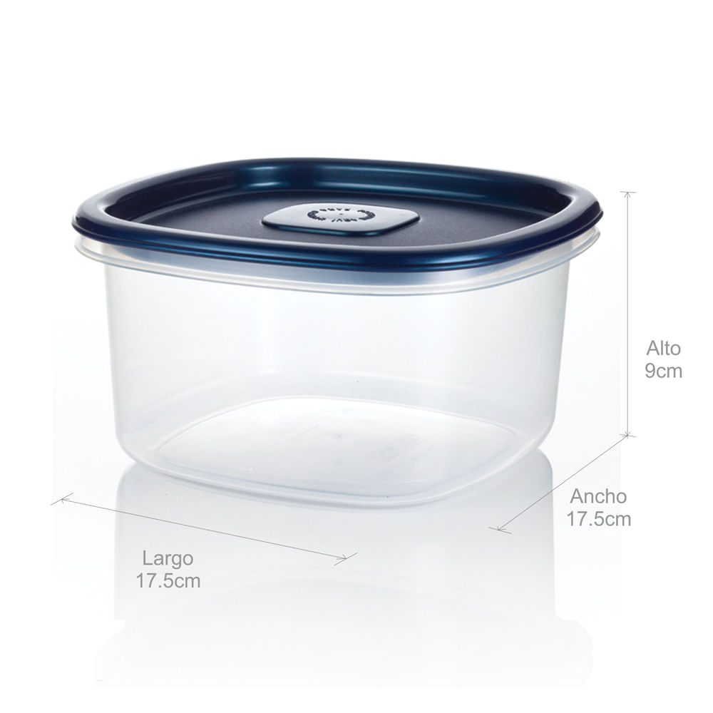 Recipiente Plastico Cuadrado 1.5L Azul - Tienda online Estra