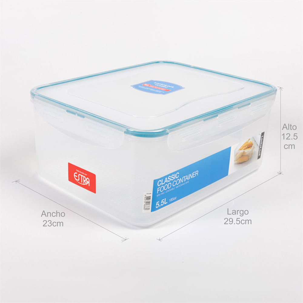 Recipiente Plastico Rectangular Classic 5.5L transparente - Tienda ...