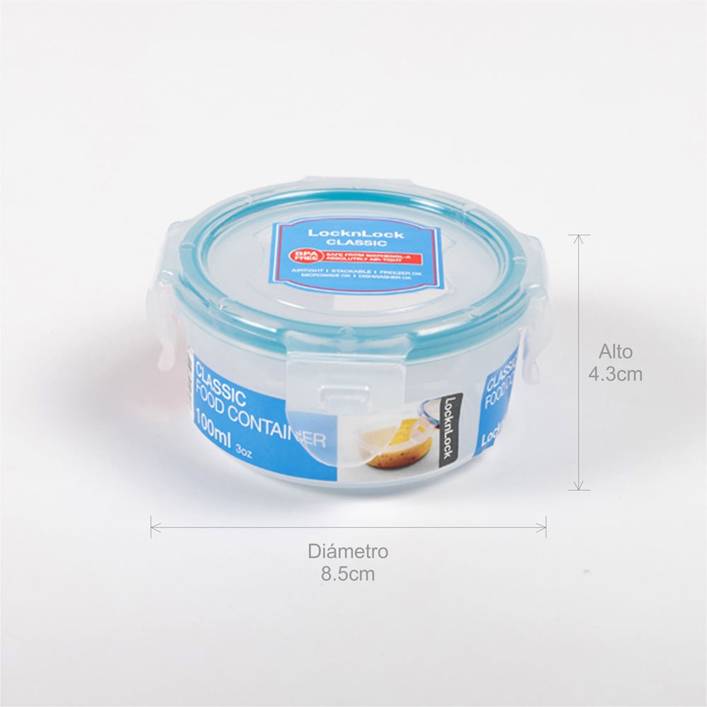 Recipiente Plastico Redondo Classic 100ml transparente - Tienda online ...