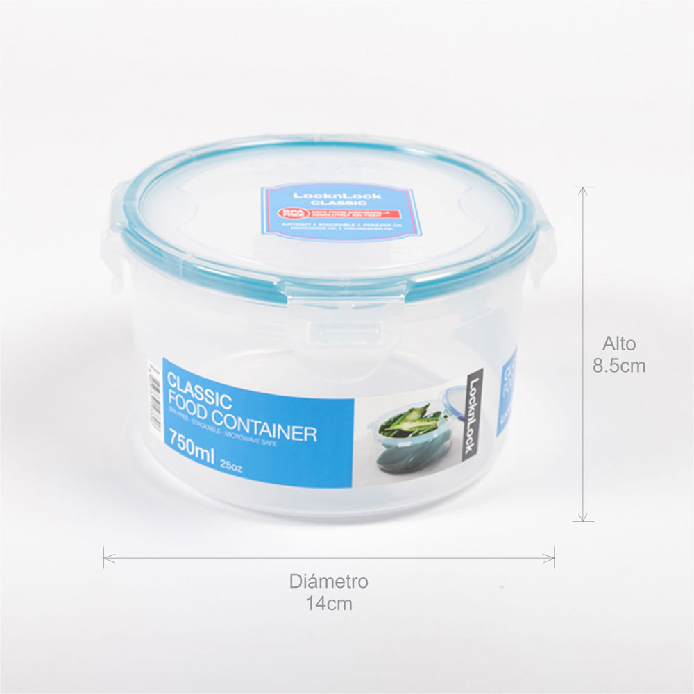 Recipiente Plastico Redondo Classic 750ml transparente - Tienda online ...