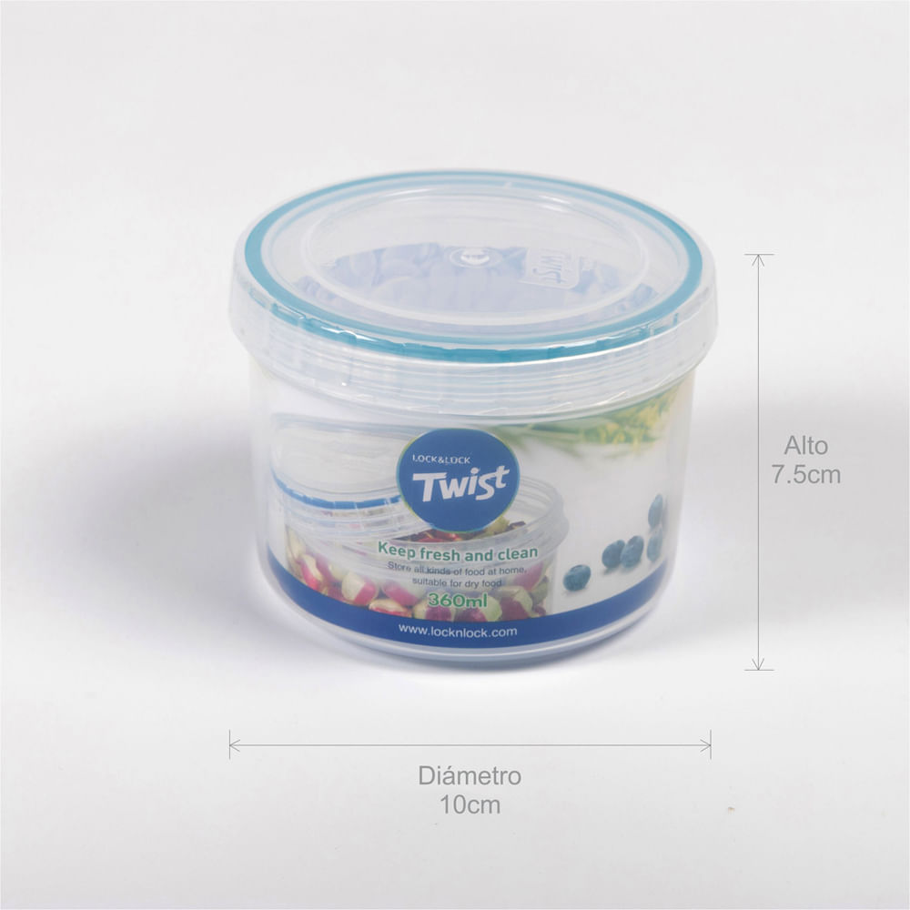 Recipiente Plastico Redondo Locknlock Tapa Rosca 360 ml transparente ...