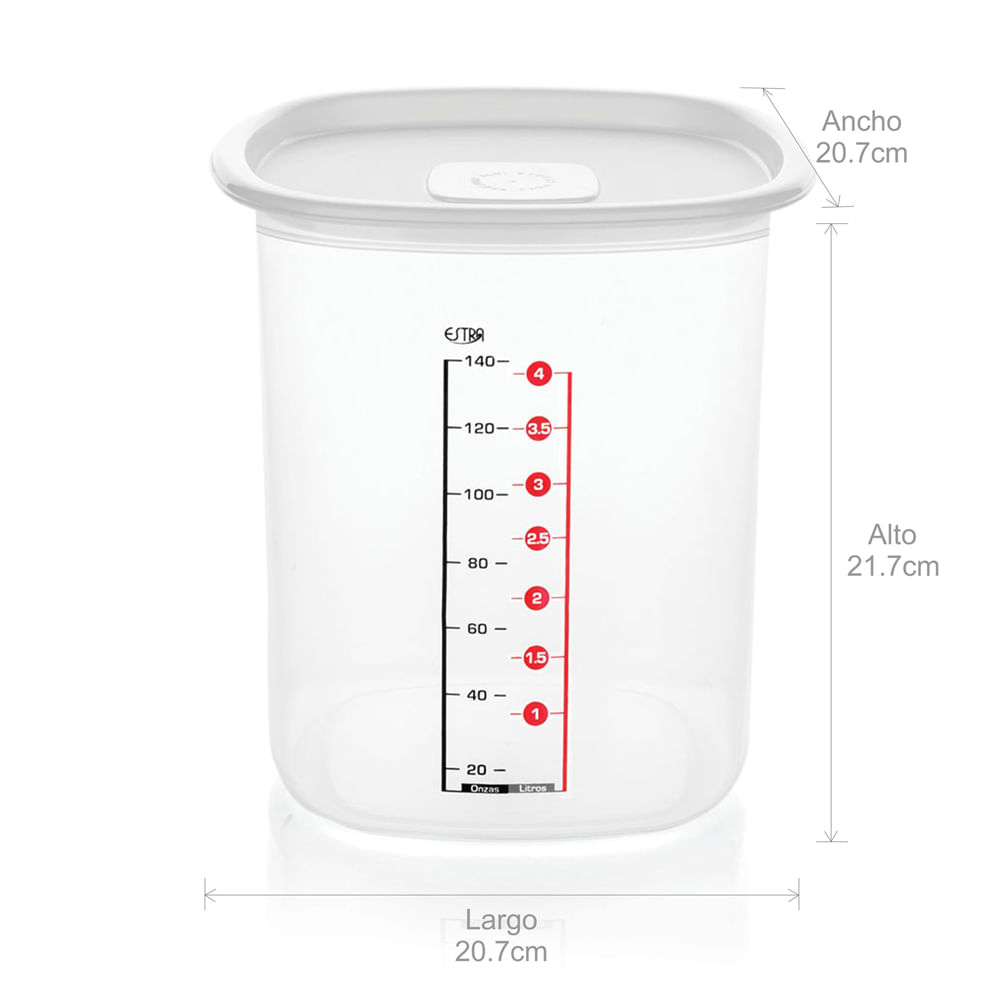 Recipiente Alto 5L con marcacion de capacidad - Tienda online Estra