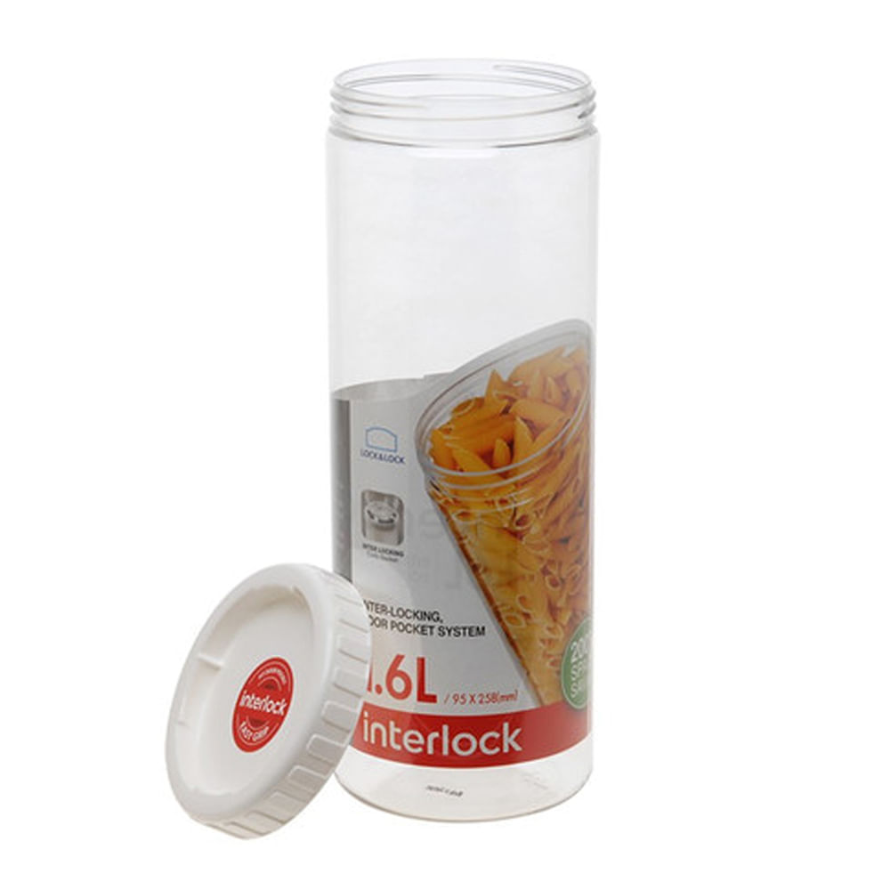 Recipiente Plastico Circular Interlock 1.6 L Blanco - Tienda online Estra