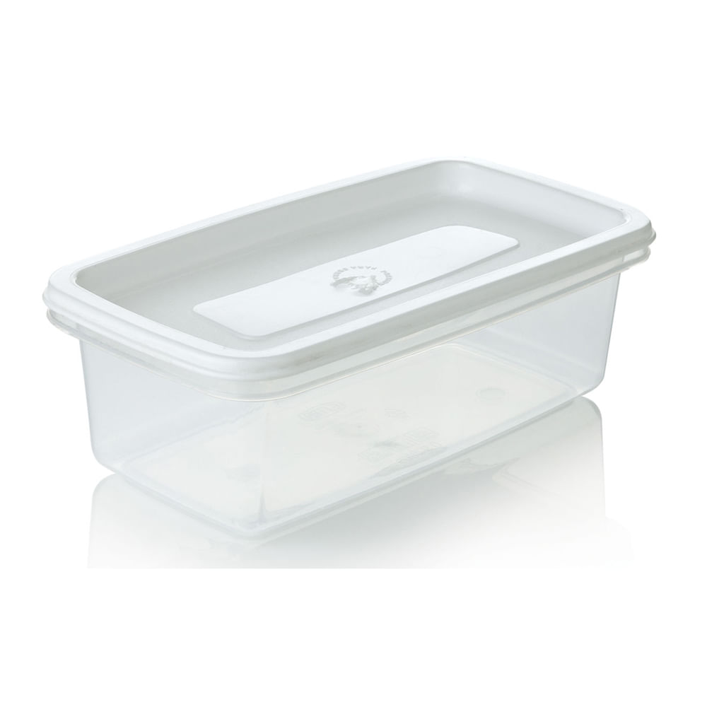 Recipiente Plastico Rectangular 0.9L Blanco - Tienda online Estra