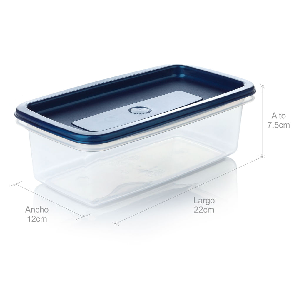 Recipiente Plastico Plus Rectangular 0.9LAzul Noche - Tienda online Estra