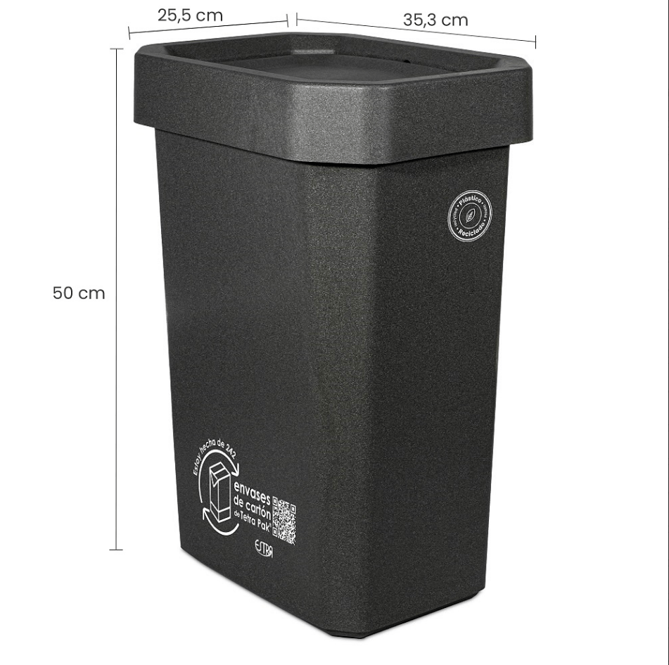 Caneca-Papelera Ecobins Vaiven 26L Gris - Tienda online Estra