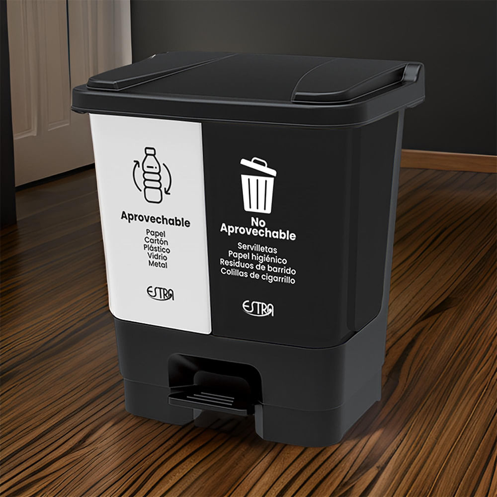 Caneca Doble Pedal Aprovechable - No Aprovechable 20L Blanco - Negro ...