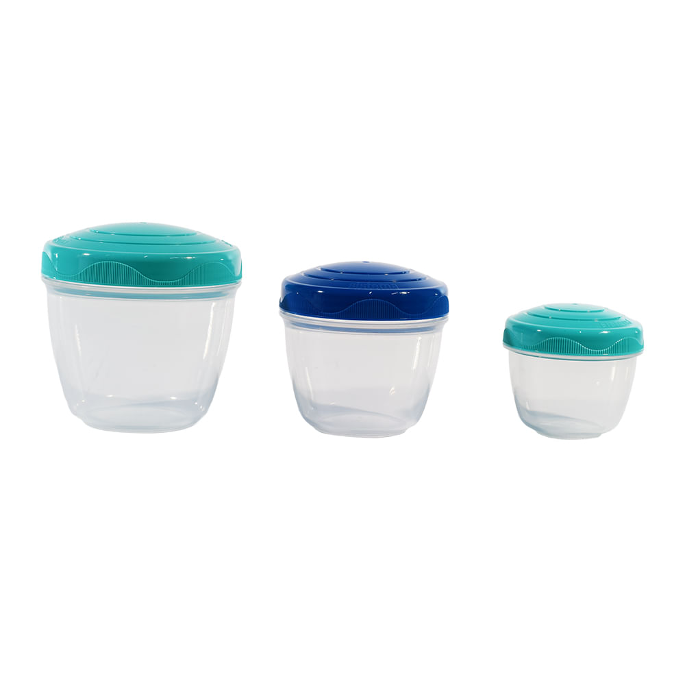Set X 3 Recipientes Redondos Encajables Surtido - Tienda online Estra